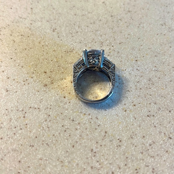 QVC | Jewelry | Qvc Diamonique Platinum Over Silver Ring Size 5 Huge ...